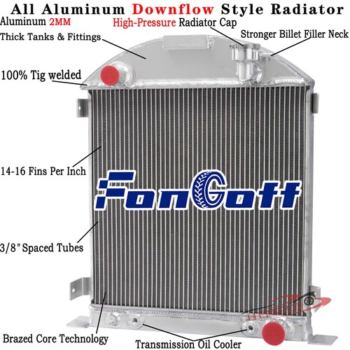 3-Row Aluminum Radiator For 1928~1929 Ford Model A Chevy Engine ...