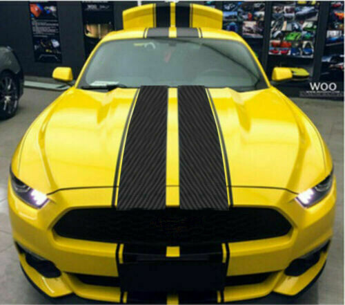 Carbon Fiber Racing Stripes Stickers Fits Hood Roof Trunk Universal ...