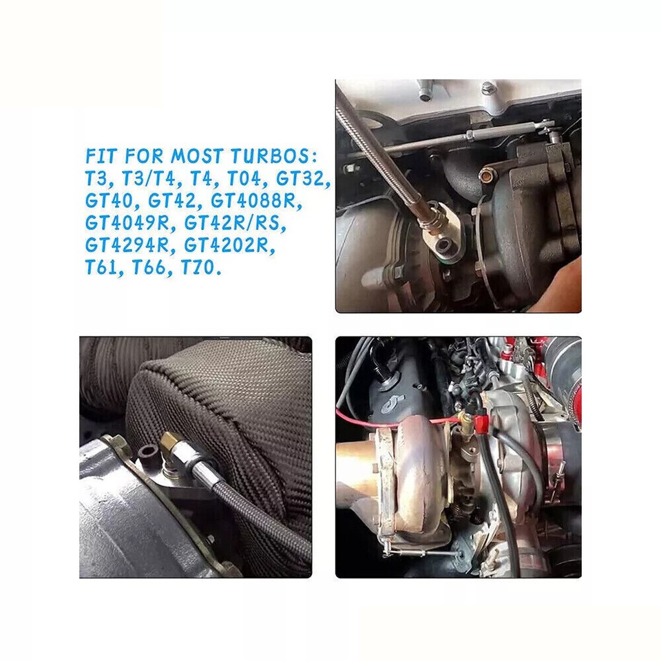 Oil Feed Oil Return Drain Line Hose Kit On T3 T4 T70 T66 T04E Turbo ...
