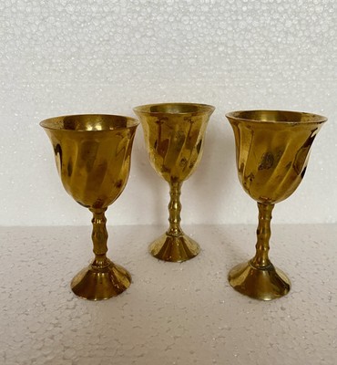 Vintage small brass goblets with twisted stem (set of 3) | eBay