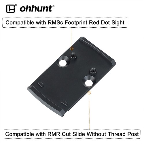 ohhunt Red Dot Mount Adapter Plate for RMR Cut Slide to RMSc Footprint ...