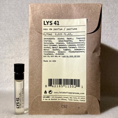 Le Labo Lys 41 Eau de Parfum EDP Sample Vial .025oz, .75mL New in Pouch ...