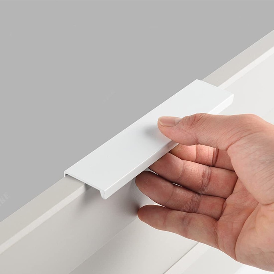 6 Pack Finger Edge Pull Furniture Drawer Handles Bright White Hidden ...