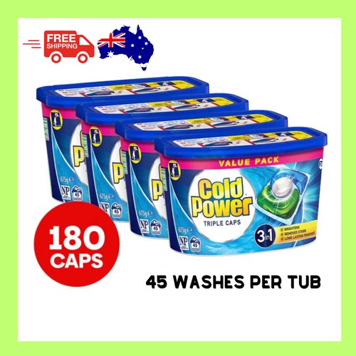 4x Cold Power Triple Front & Top Loader Laundry Detergent Capsules 45pk ...