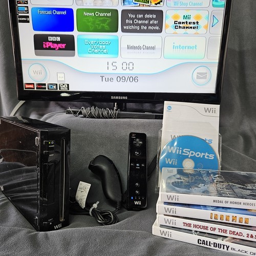 Wii Console Bundle Black, Contollers, Manuals + 5 Games | eBay UK