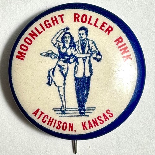 Moonlight Roller Rink Atchinson KS Couple Skate 1.25" Celluloid Pinback ...