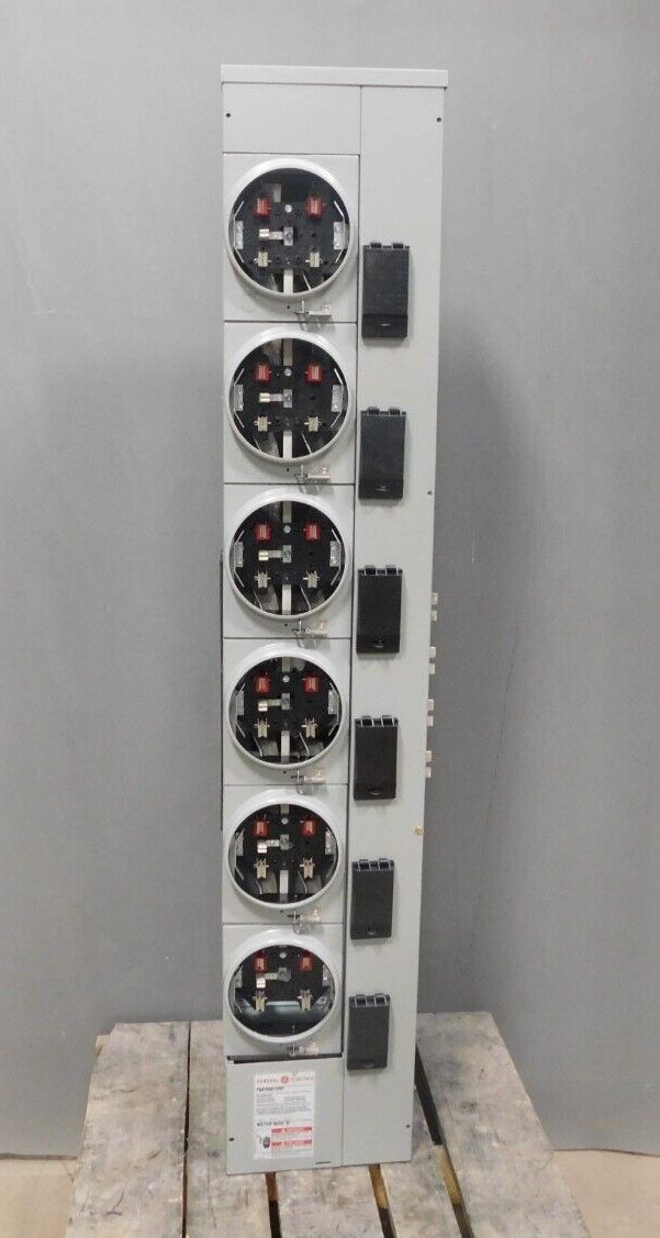 GE 6-Gang Meter Stack MEG 800A / 125 Amp 3ph/1ph Ringless Socket 5-Jaw ...