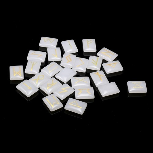 25pcs/lot Rectangle White Glass Viking Runes Amulet Set Reiki | eBay