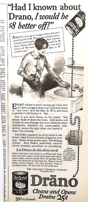 1927 Drano Print Ad, Vintage, Bathroom Ephemera | eBay