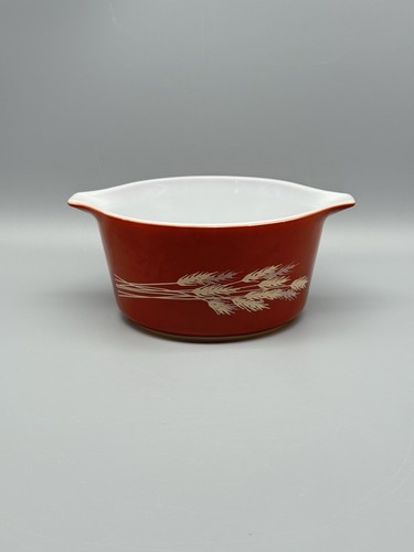 Vintage PYREX 473-B Autumn Harvest Wheat Casserole Dish / Bowl USA ...