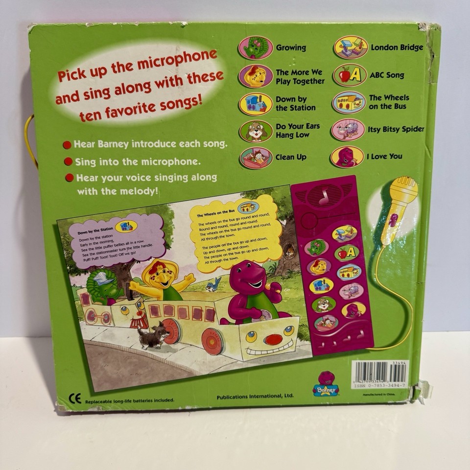 Vintage Barney Sing-Along Songs Hardcover Book & Microphone 1999 | eBay