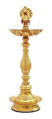 Pure Brass Samai 8 INCH diya with mayur / Peacock Design 5 batti samay ...