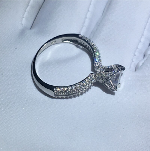 2Ct Round Lab-Created Diamond Solitaire Engagement Ring 14K White Gold ...