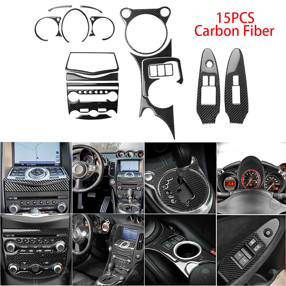 16PCS For Nissan 370Z 2009-20 Carbon Fiber Dashboard Interior Set Kit ...