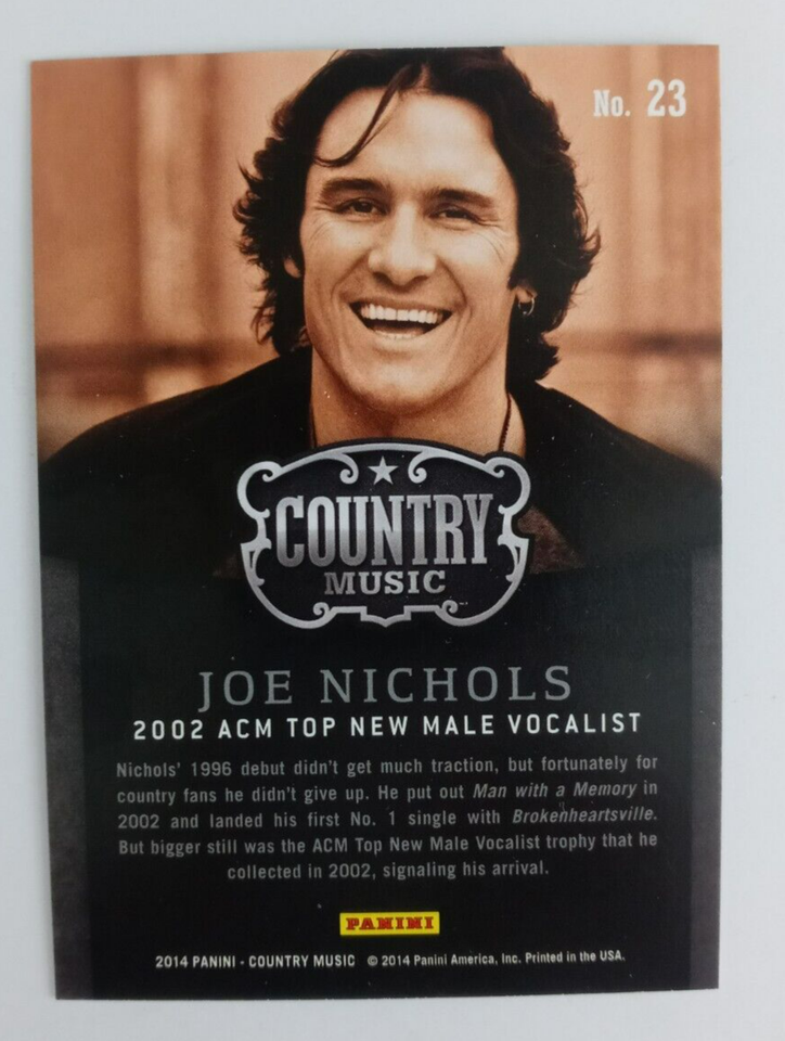 2014 Panini Country Music Award Winners Card Joe Nichols #23 | eBay