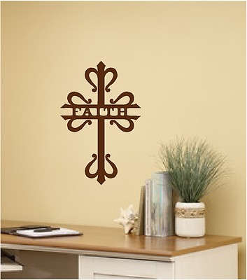 Faith & Cross Wall Sticker Wall Art Decor Vinyl Decal Religious ...