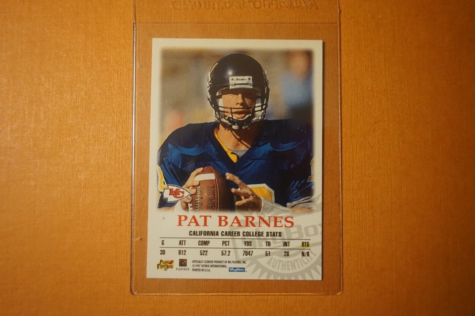 1997 Skybox Autographics Pat Barnes Cal Golden Bears Chiefs On-Card ...