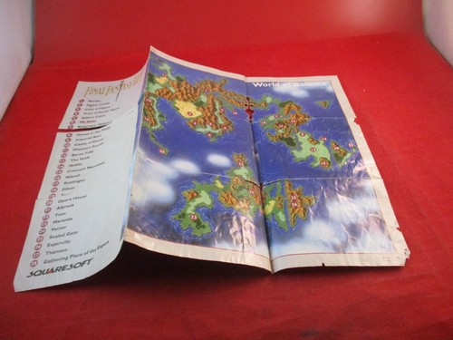 Final Fantasy III Super Nintendo SNES *DAMAGED* World Map Poster Insert ...