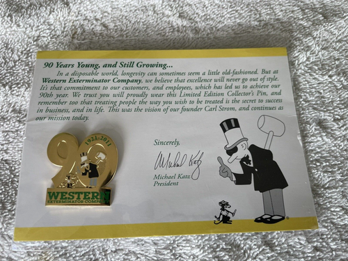 Western Exterminator WECO Little Man Kernel Cleanup 90th year pin ...