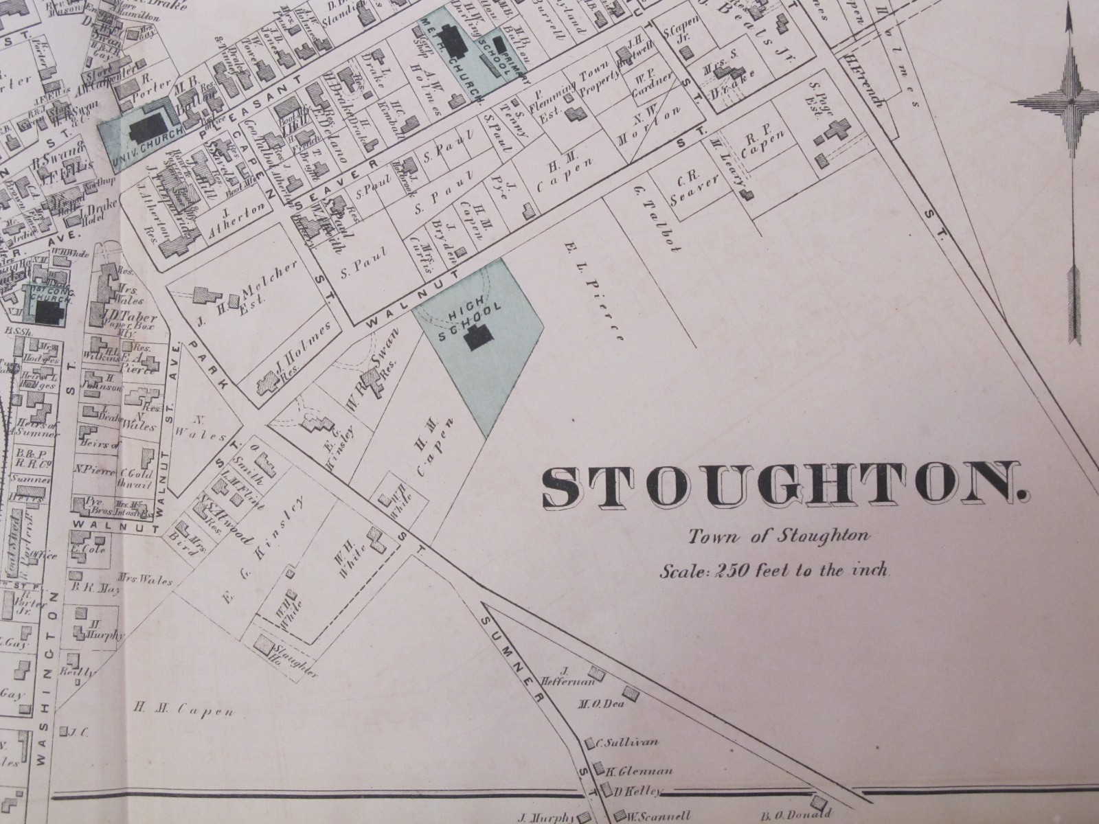 1876 Map of Stoughton, MA., Map from the Norfolk County Atlas of 1876 ...