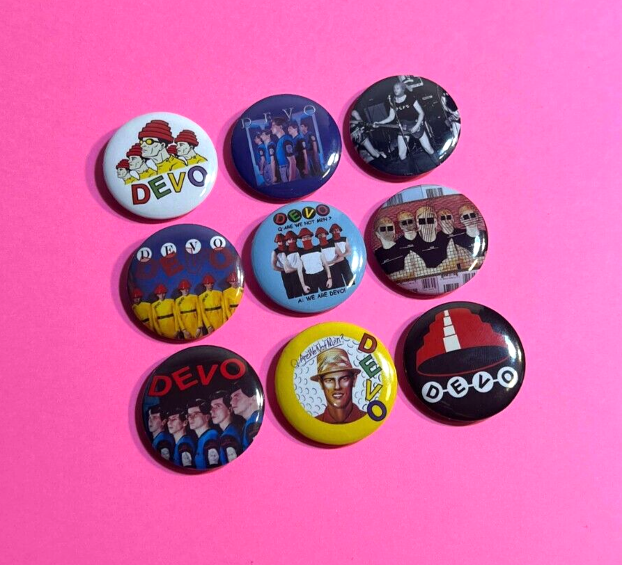 Devo (Band) 1.25" Button Pin Lot of (9) New Wave Rock Whip It Puppet ...