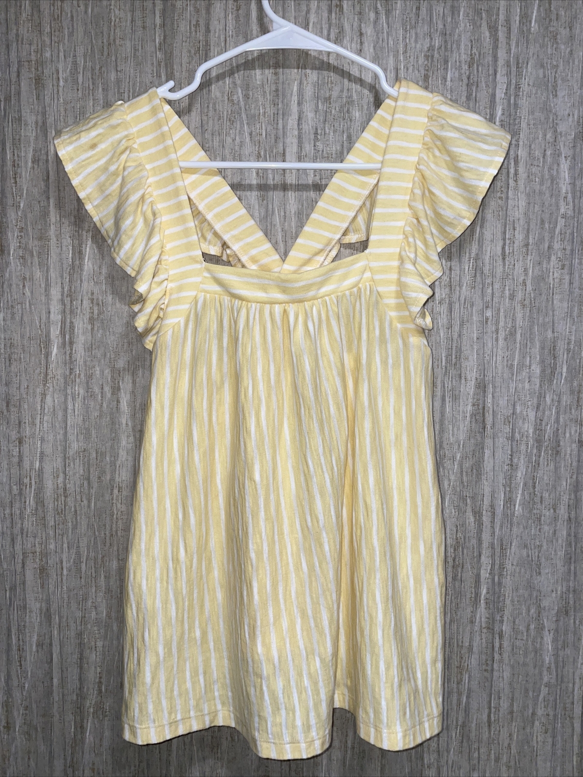 Women’s XS LC By Lauren Conrad Ruffle Sleeve Tank Top Yellow Stripe RN#73277 for sale online | eBay