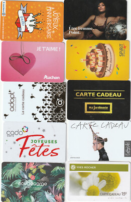 ## LOT n° 39 / 10 cartes cdx divers ## Carte cadeau GIFT CARD - (France ...