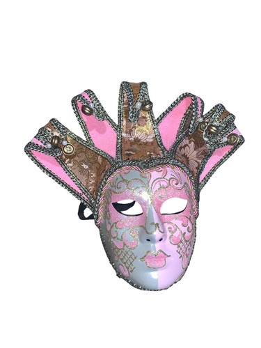 PINK WHITE FEMALE JOLLY VENETIAN MASQUERADE MASK MARDI GRAS CARNEVAL ...