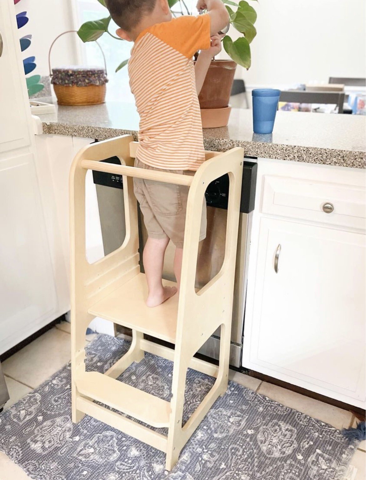 Toddler Stool Tower Kitchen Buddy Kids Step Ladder Wooden Stool Safety ...