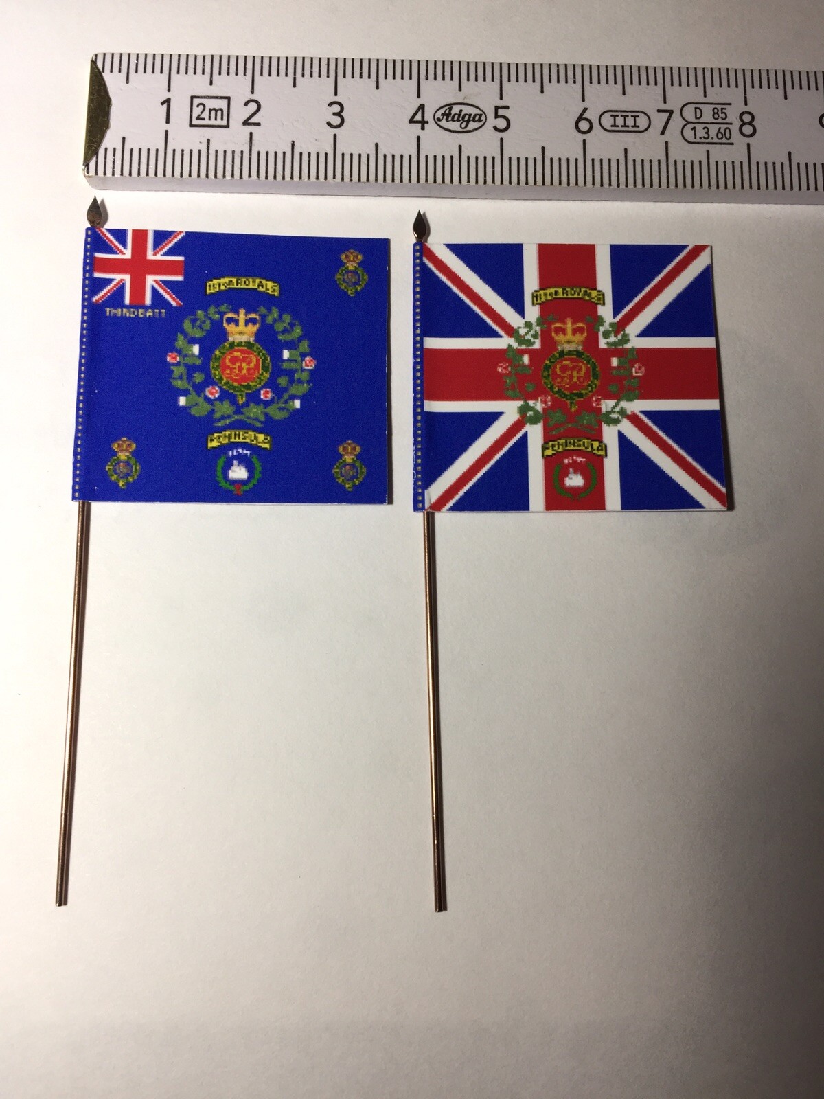 754) 2x 28mm British Napoleonic Flags Waterloo 1815 1st Royal Scots ...