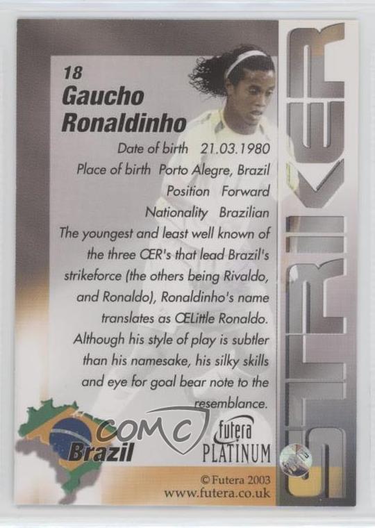 2003 Futera Platinum Ronaldinho #18 Rookie RC | eBay