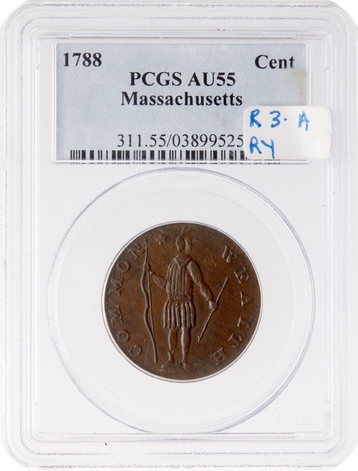 1788 R 3-A R-4 PCGS AU 55 Massachusetts Cent Colonial Copper Coin | eBay