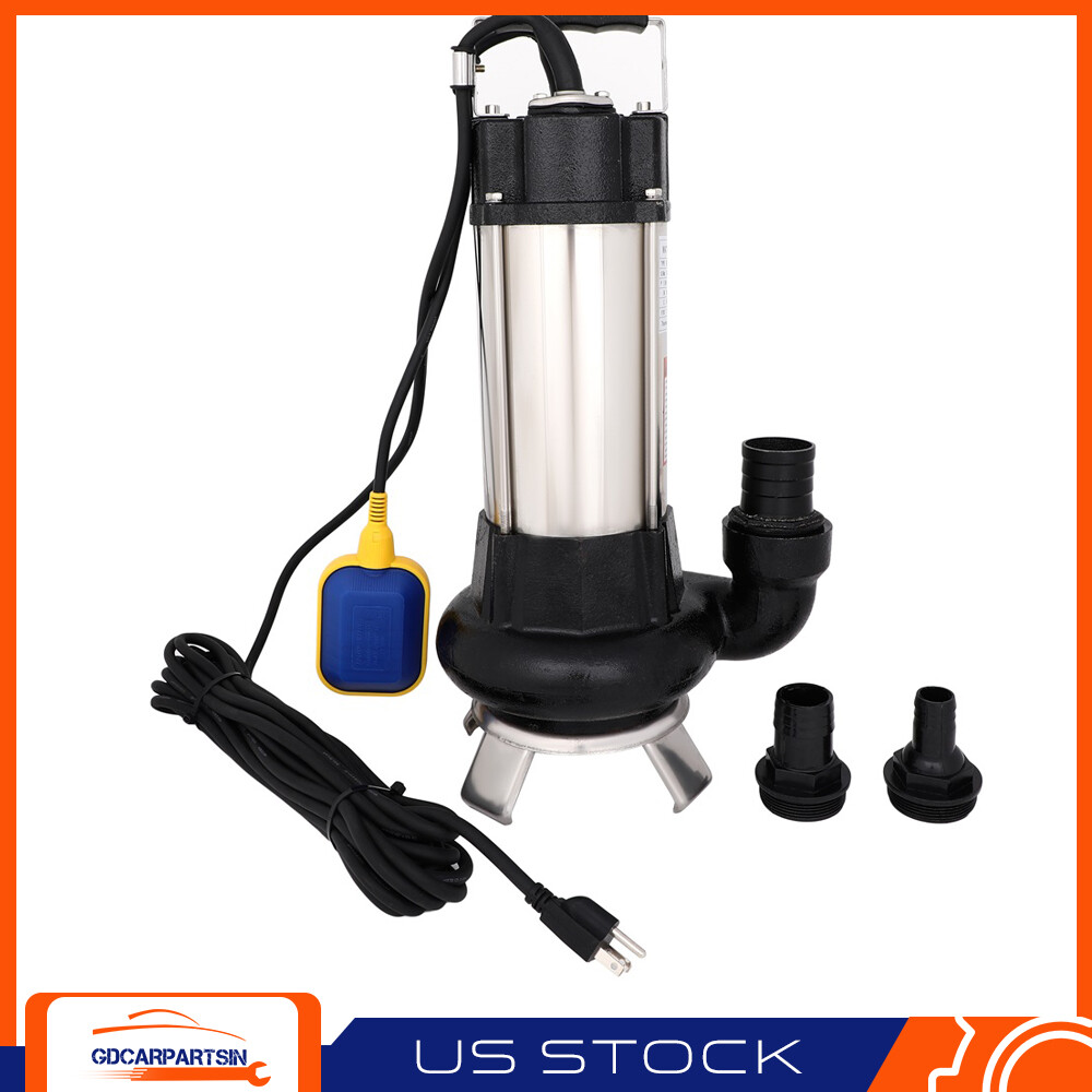 1.5HP Sump Pump Industrial Sewage Cutter Grinder Cast iron Submersible ...