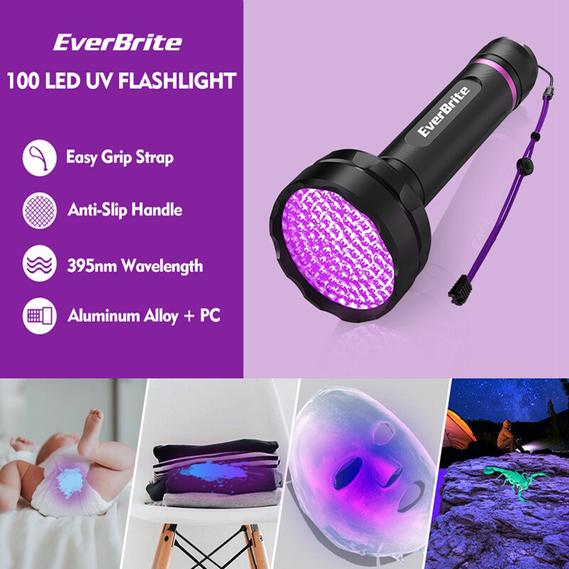 EverBrite Black Light Flashlight 100 LED UV Flashlights 395 nm ...