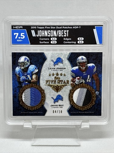 2010 Topps Five Star Dual Patches Calvin Johnson Jahvid Best /10 RC HGA ...