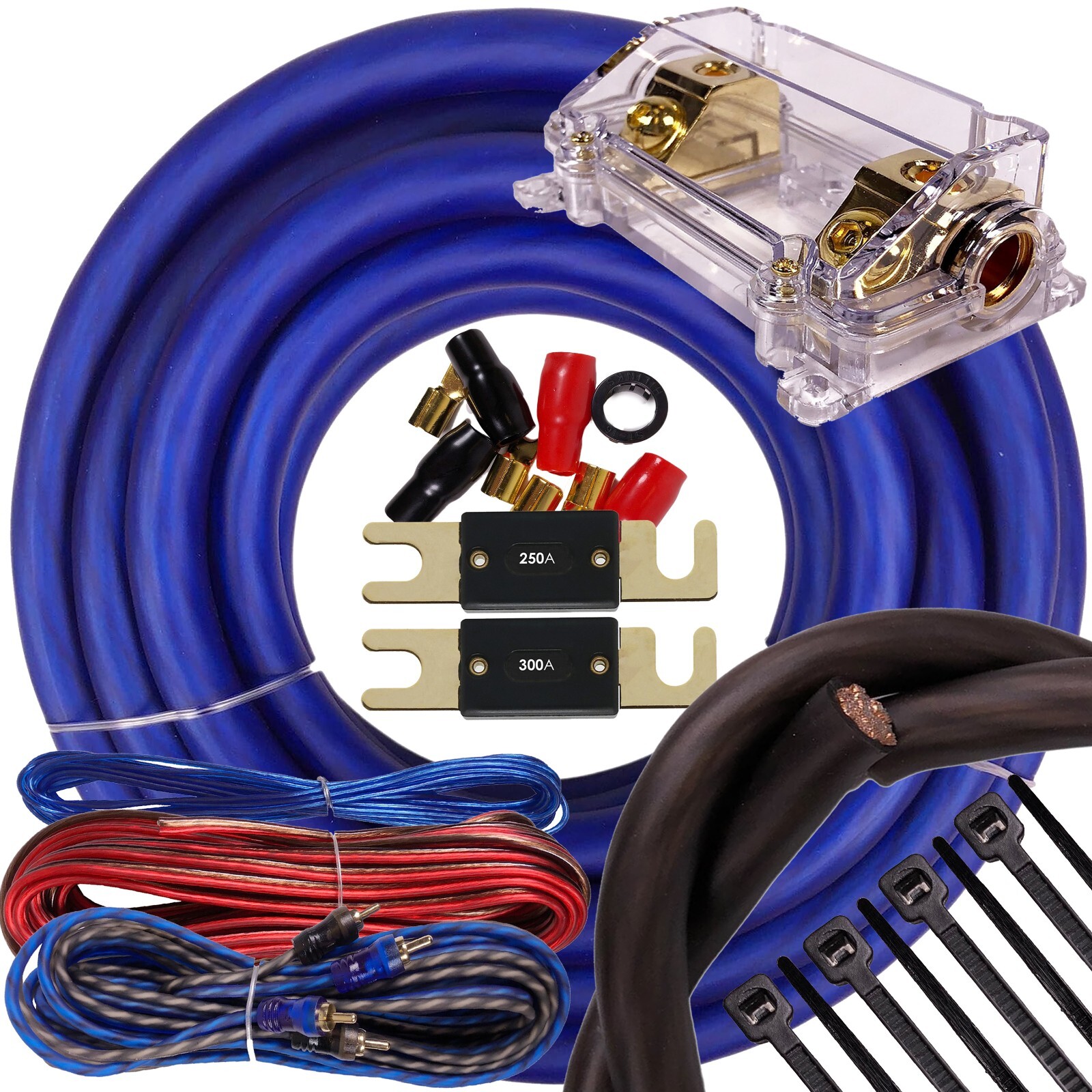 Elite 0 Gauge Amp Kit Amplifier Install Wiring 0 Ga Wire 5000W to 8000W ...