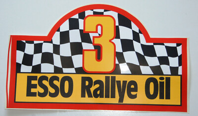 1x Esso Rallye Oil 3 Sponsor großer Werbe-Aufkleber 32,x19 cm Vintage ...