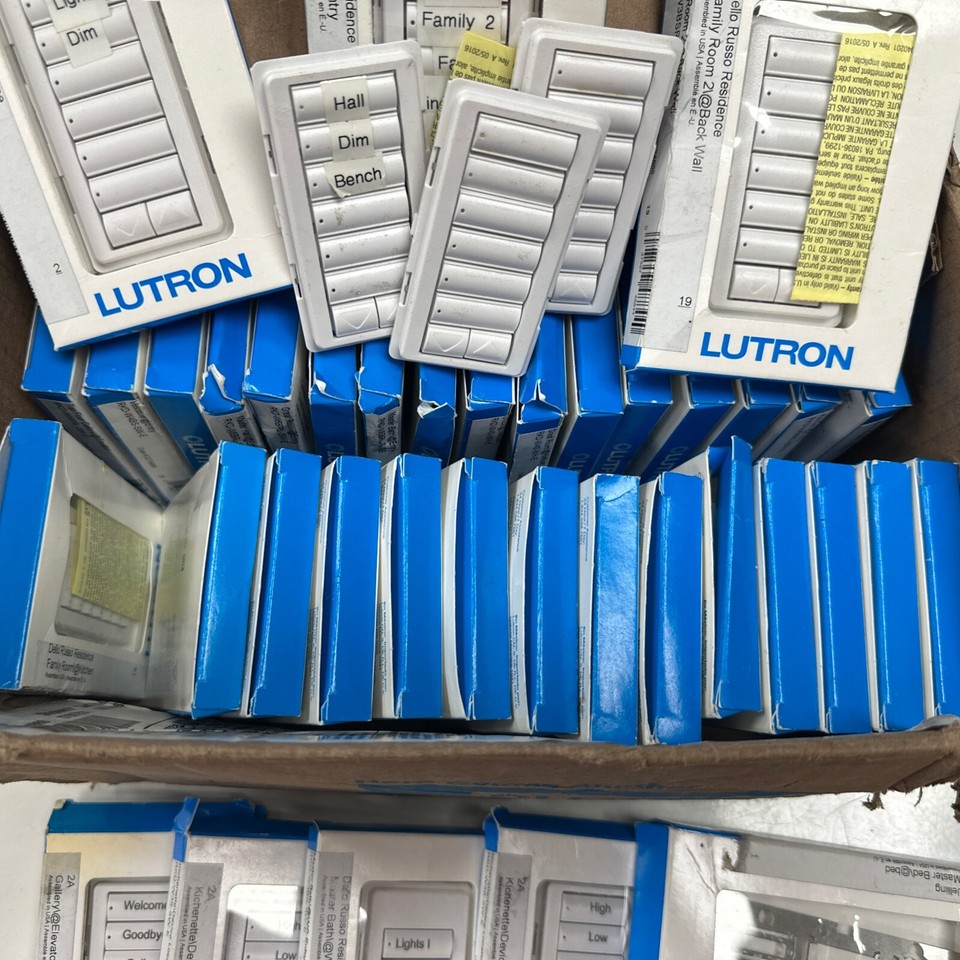 36- Lutron Radio RA2 RKD 6-Button Keypads White + 6 misc extras pads ...