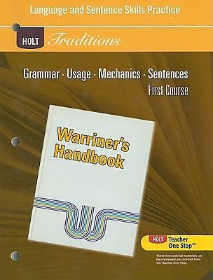 Holt Traditions Warriner's Handbook Language and Sentence Skills ...
