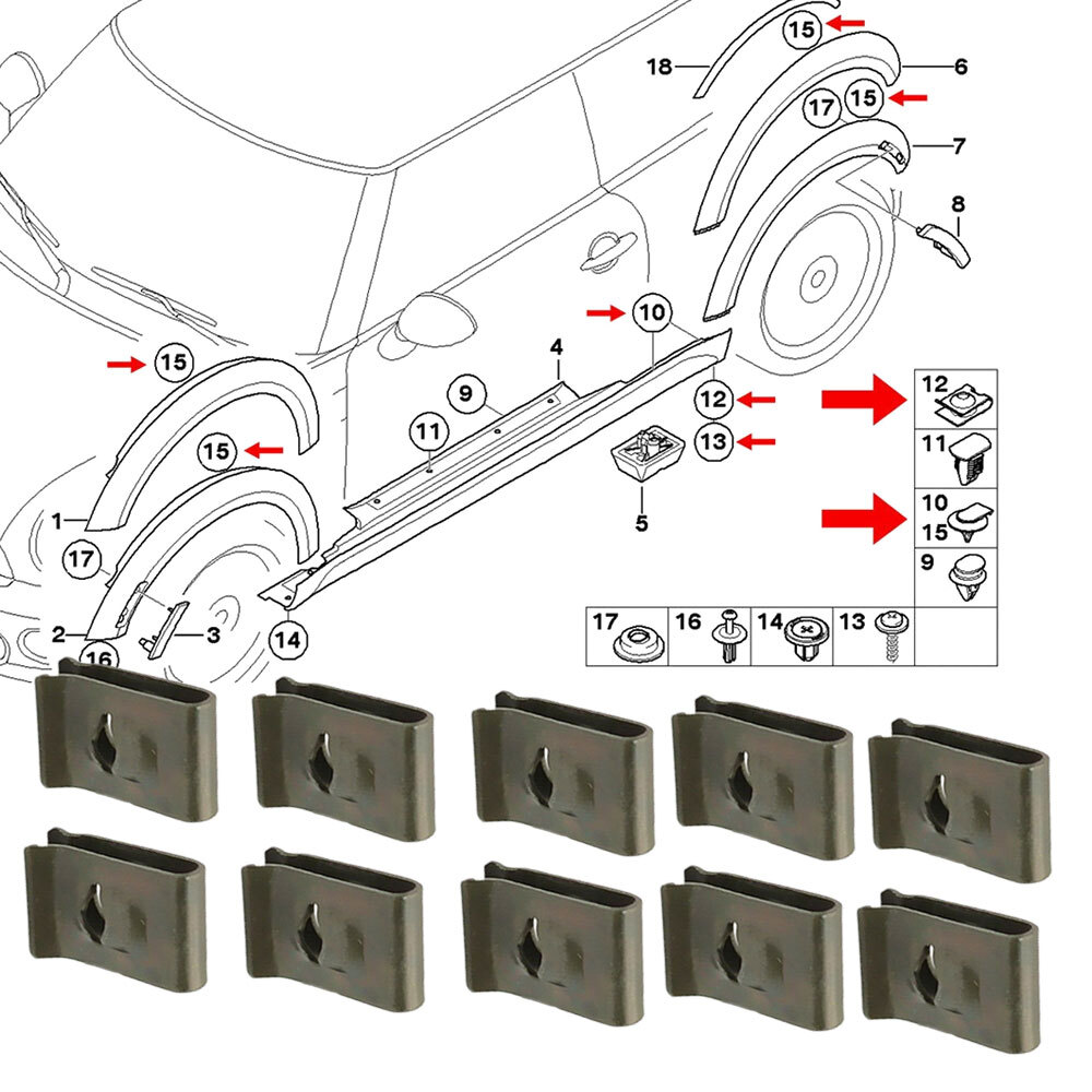 20pcs Metal U-Type Clips For Car Bumper Fender Trim Panel Fastener ...