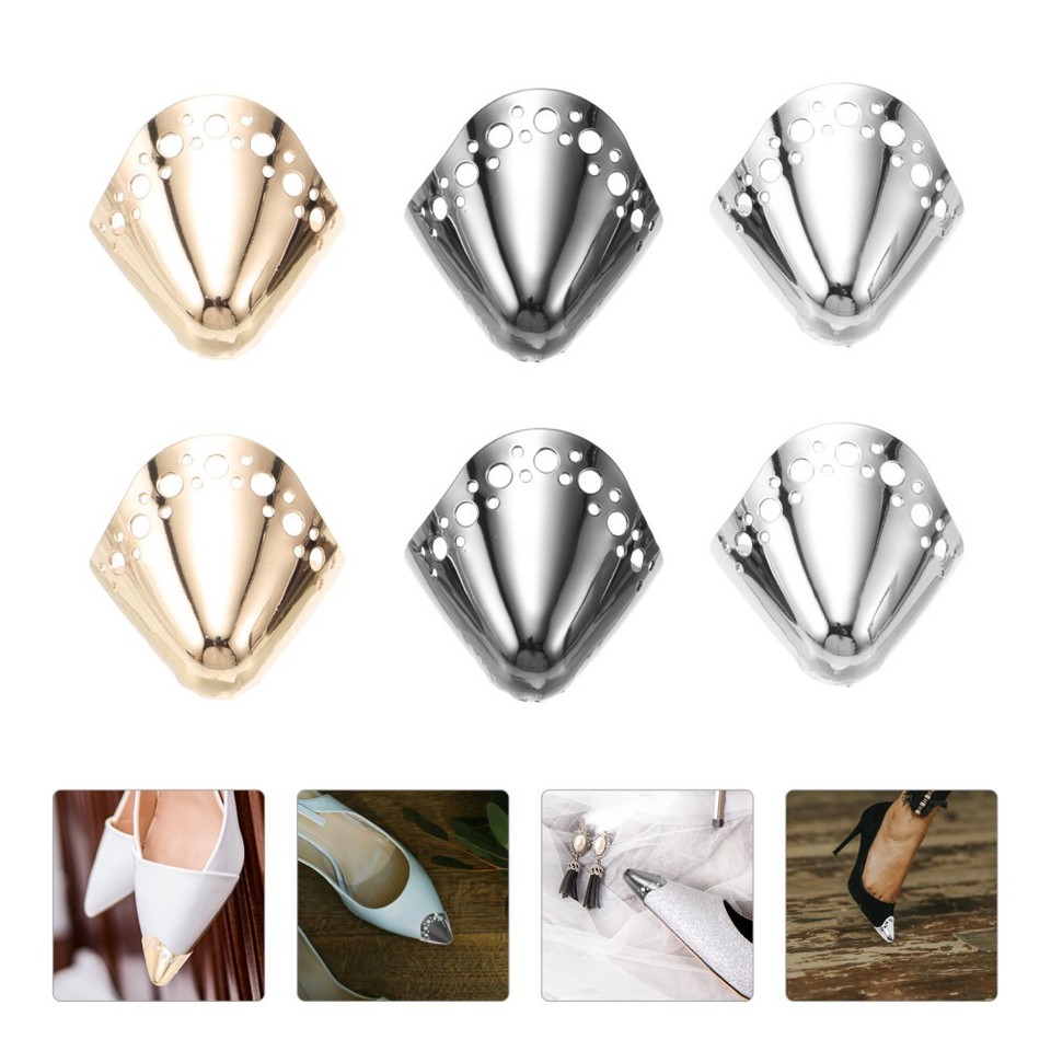 3 Pairs High Heel Repair Caps Metal Toe Head Covers Pointed Protector ...