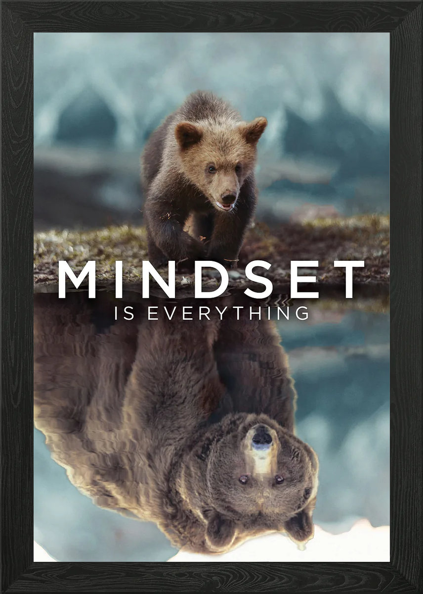 Mindset Is Everything Bear Framed Wall Art Poster Canvas Print Picture ...