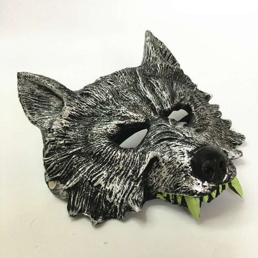 Rubber Wolf Head Artificial Hair Hair Mask Halloween Werewolf Gloves ...