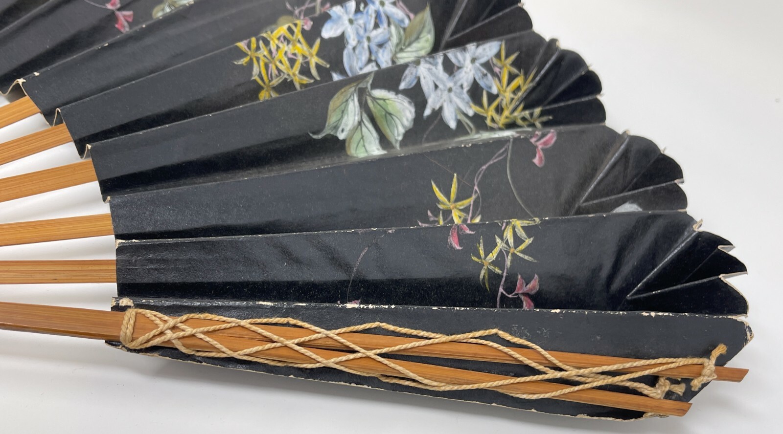 Antique! Japanese Style Paper w/ Wooden Spokes HAND FAN Beautiful ...