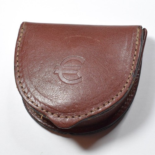 RARE European Leather Coin Purse Hand Bag Pouch with Euro Symbol 3 x 3 ...