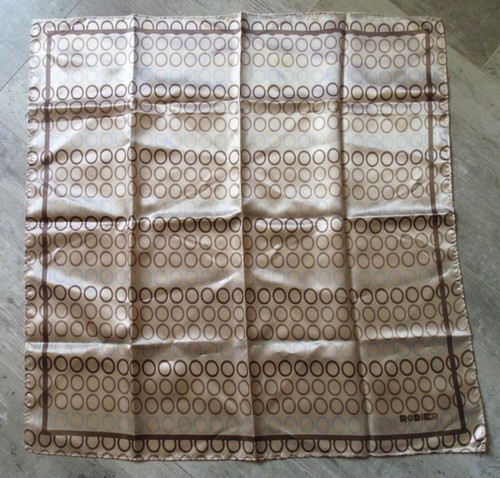 Foulard vintage Rodier beige et bleu géométrie Vintage scarf brown an ...