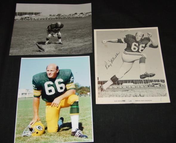 3 Vintage RAY NITSCHKE 1Signed 8"x 10" PHOTO Green Bay Packers NFL Hall ...