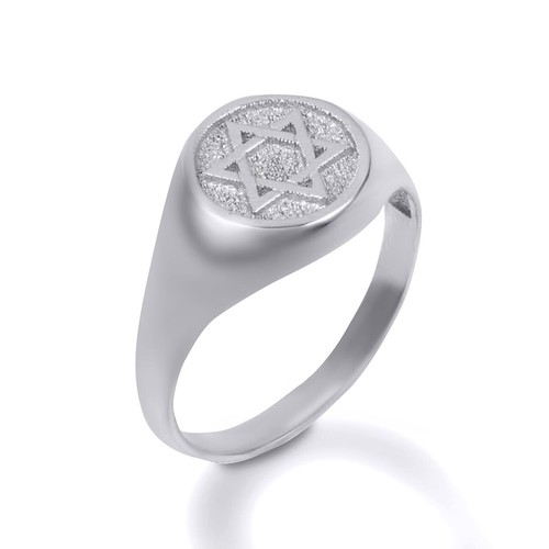 Silver Jewish Star of David Textured Signet Ring | eBay