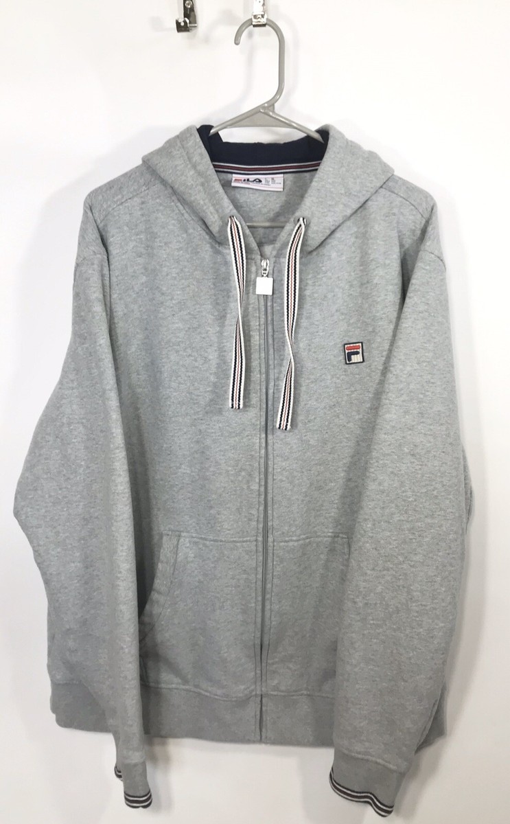 Fila Hoodie Gray Zip Up XXL with Defects Red White Blue Trim Fila Hoodie Gray Zip Up XXL with Defects Red White Blue Trim