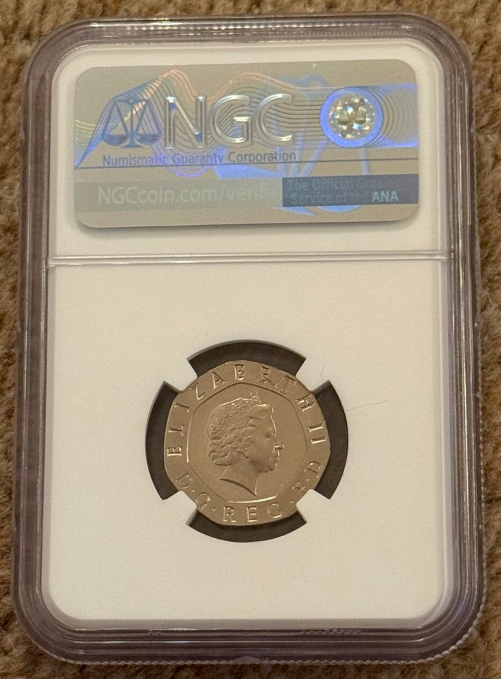 Rare 2005 Proof 20p Mint Error - Obverse Struck Through - NGC PF69 High ...